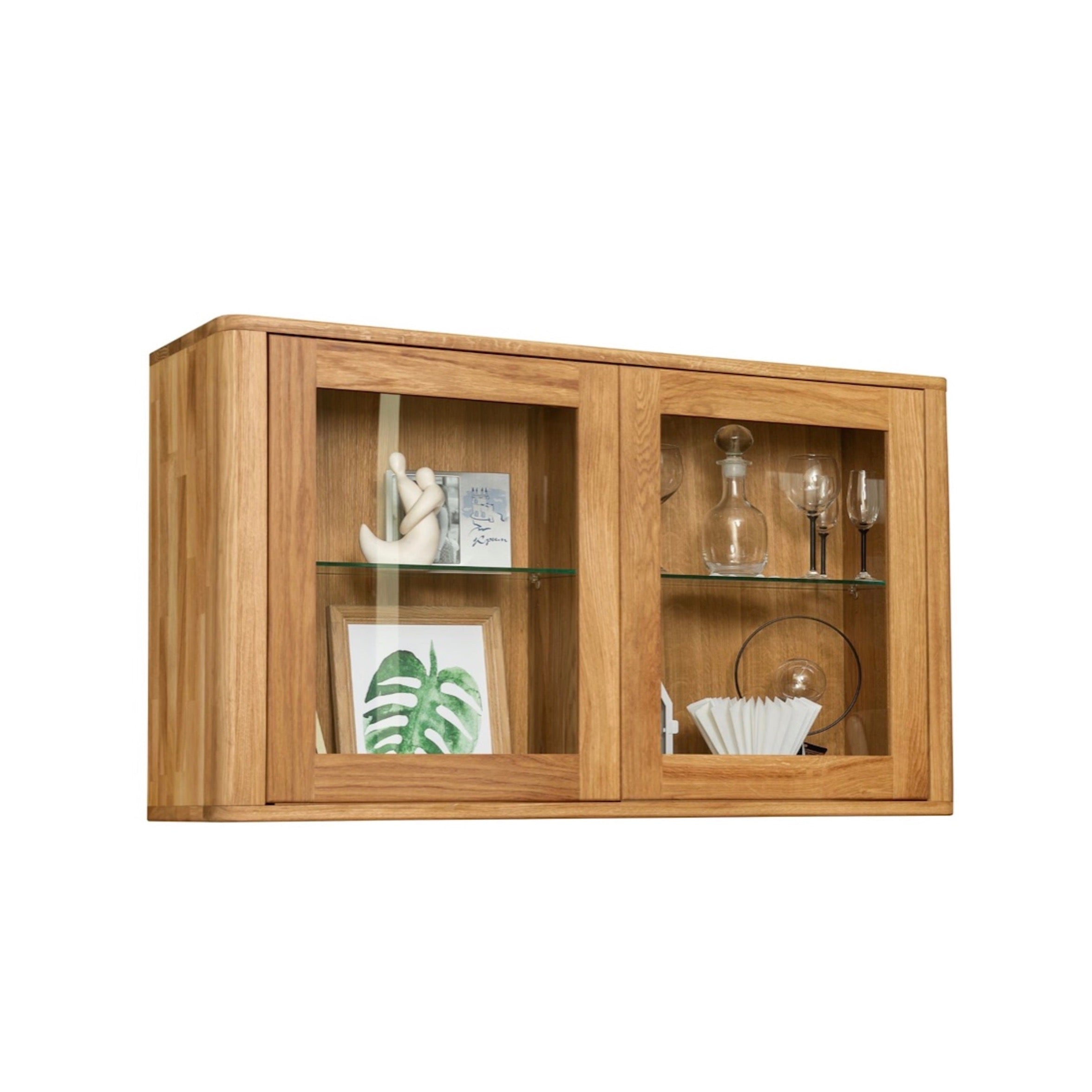 Wall cabinet with glass solid oak wood 100 natural nordic oak